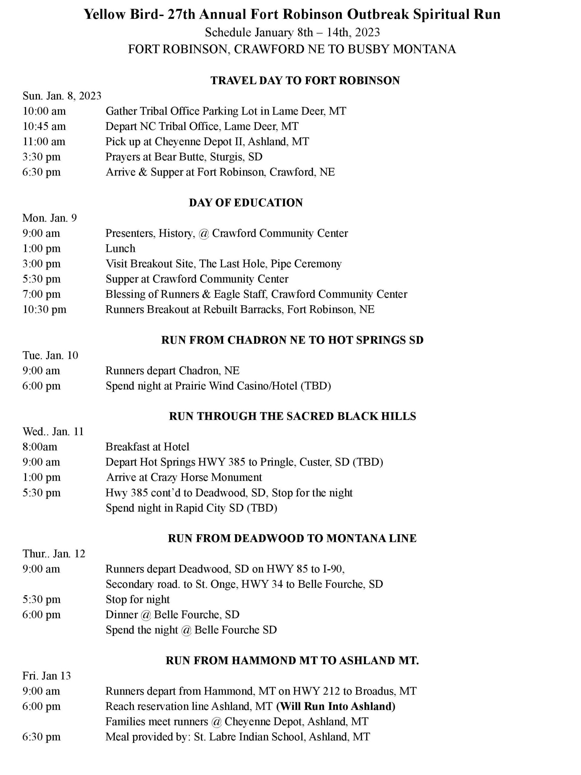 27th Annual Fort Robinson Outbreak Spiritual Run – KCSR / KBPY