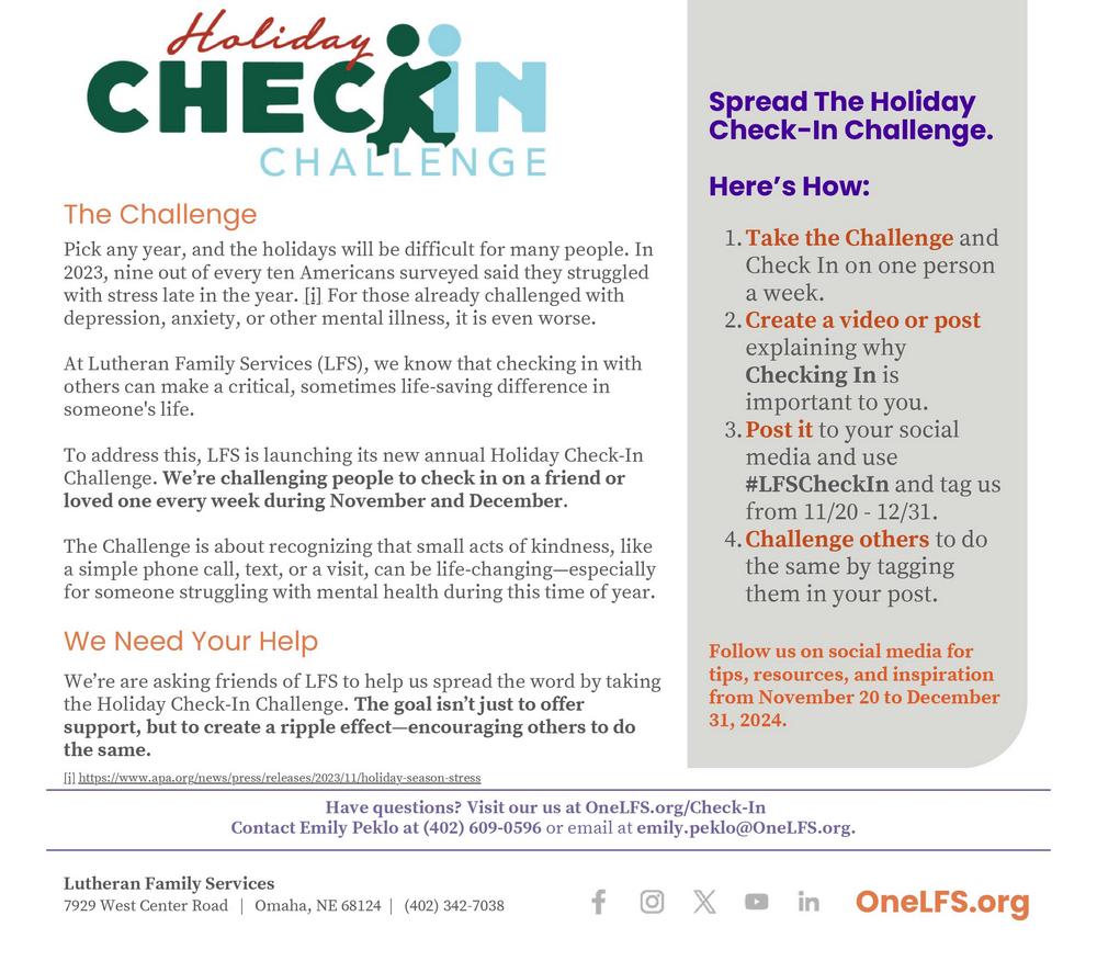 New “LFS Holiday Check-In Challenge” Addresses Seasonal Stress and ...